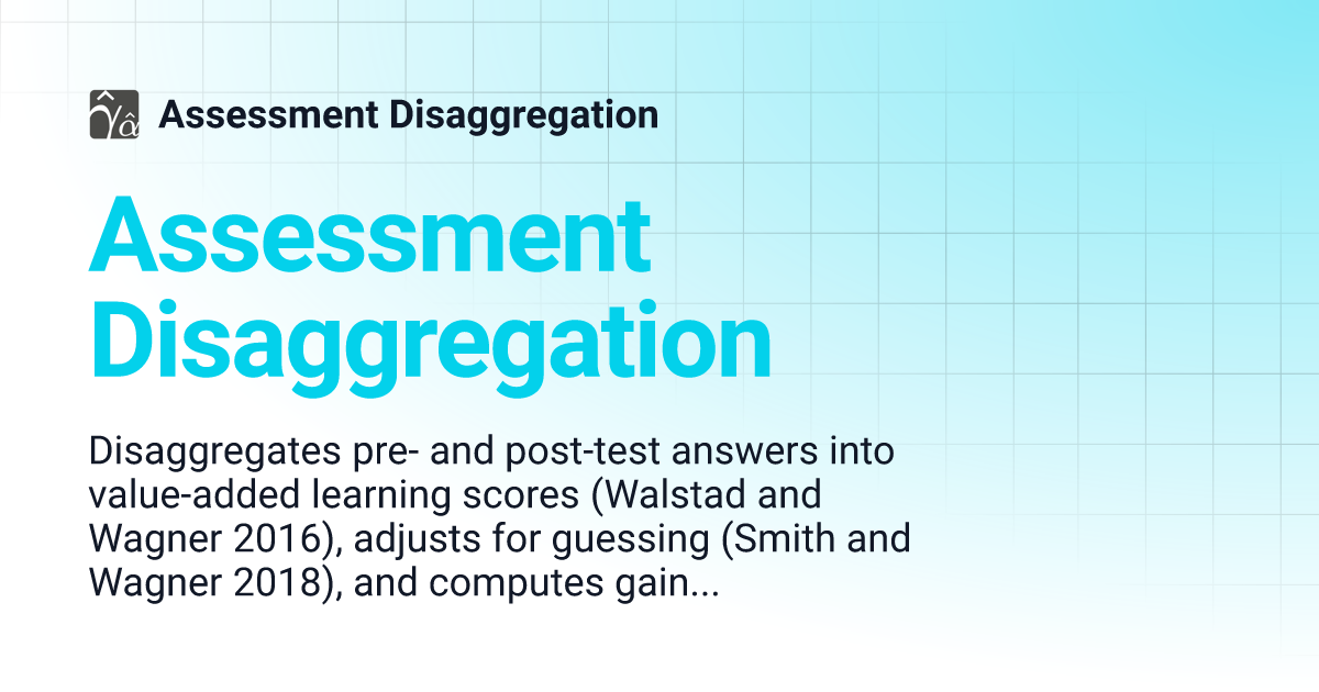 Assessment Disaggregation Assessment Disaggregation