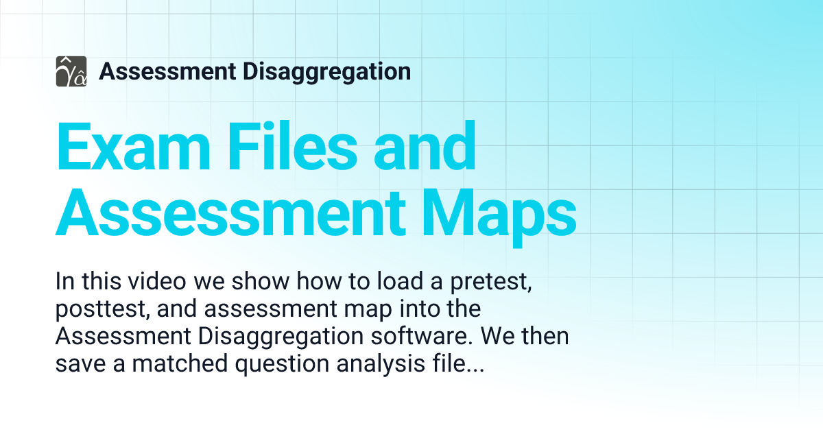 Exam Files and Assessment Maps | Assessment Disaggregation